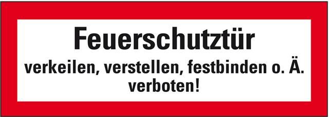 KSIGN Feuerwehrschild Feuerschutztür verkeilen, verstellen, festbinden ...